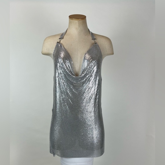 Tops | Custom Made Chain Metal Silver Topdress | Poshmark